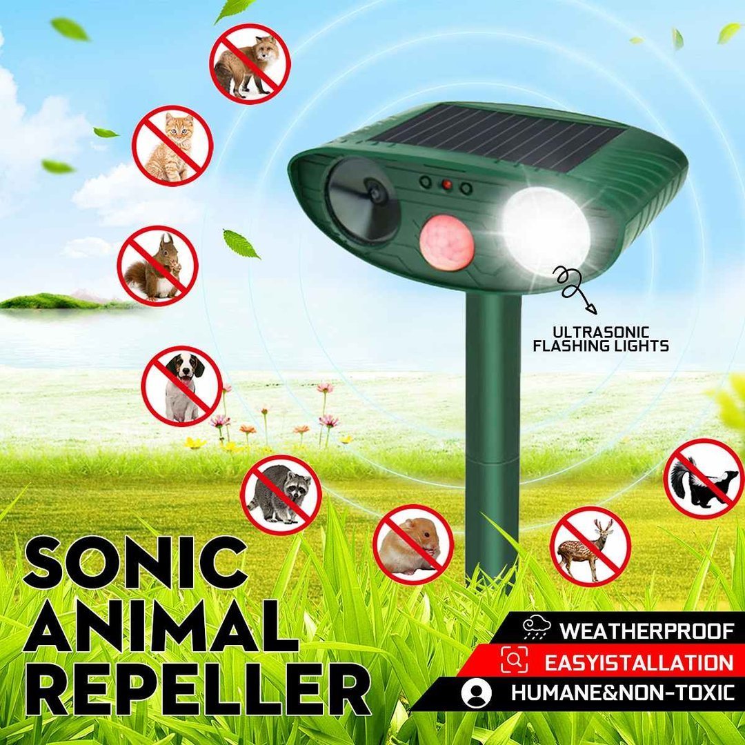 Solar Powered Ultrasonic Outdoor Animal Repeller - Get Rid of Deer, Ra ...