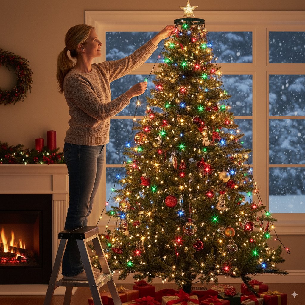 Waterproof Christmas Tree Waterfall Lights with Ring – Rrsstore