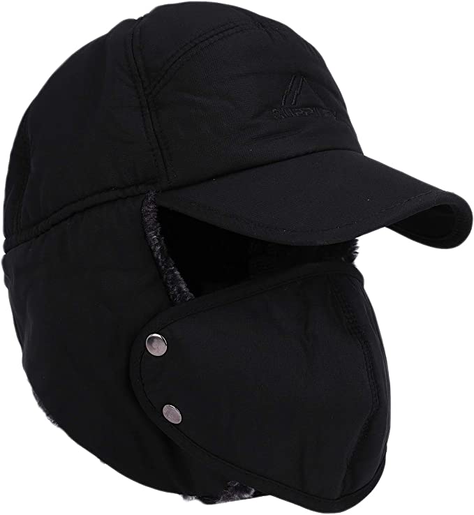 Premium Mens Winter Cold Weather Snow Hat With Ear Flaps And Brim ...