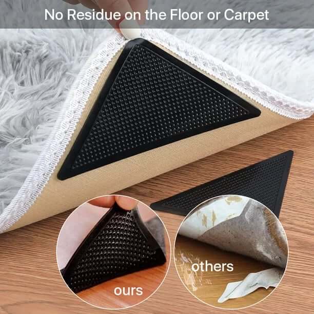 Reusable Corner Area Carpet Rug Grippers - Rubber Anti Curling Non Sli ...