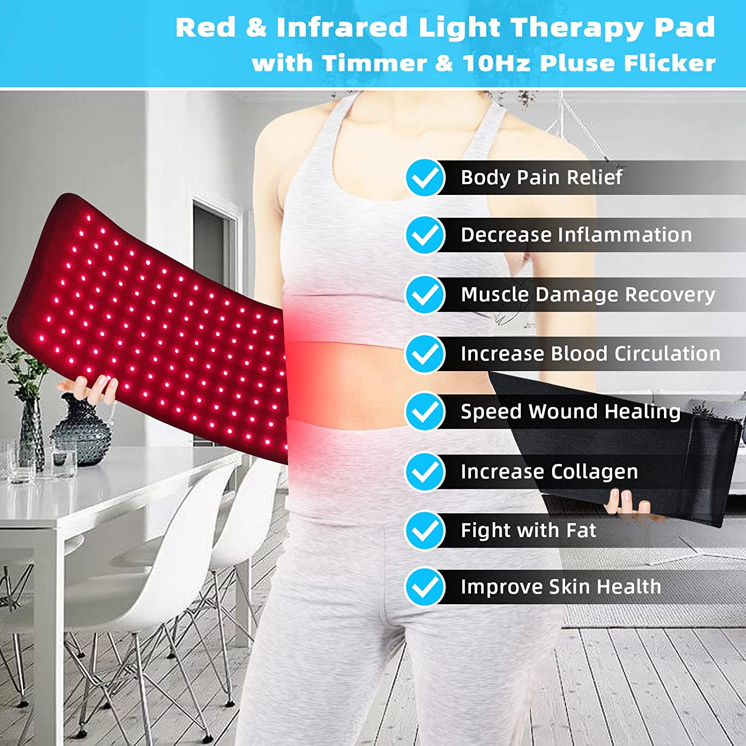 Medical-Grade At-Home Infrared Light Therapy Pad Belt For Pain Relief ...